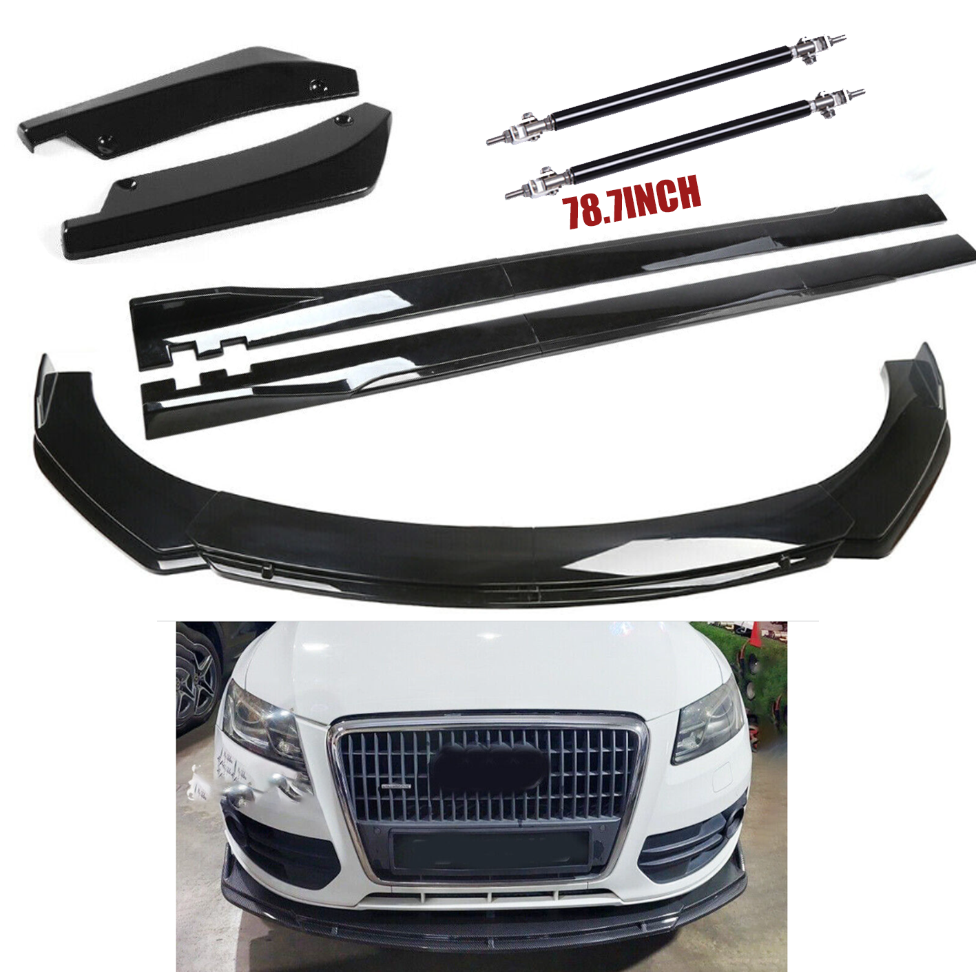 For Audi Q5 2009-202 Front Rear Bumper Lip Splitter Spoiler Kit Side ...