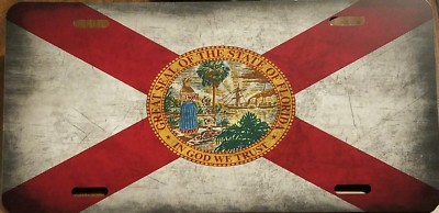FLORIDA STATE FLAG Custom License Plate Sunshine State Emblem Metal ...