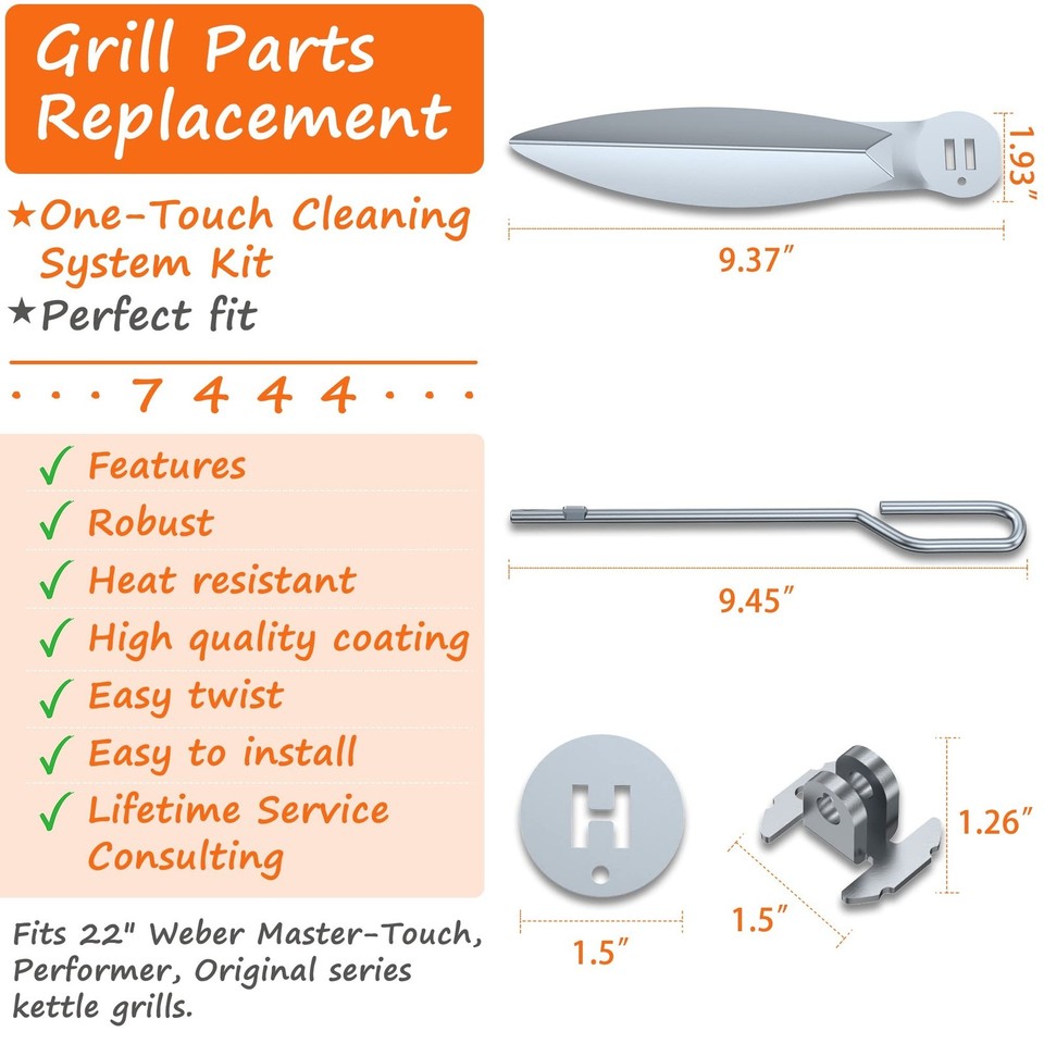 22-1/2-Inch One-Touch Cleaning System Kit for Weber Grill Parts, 7444 ...