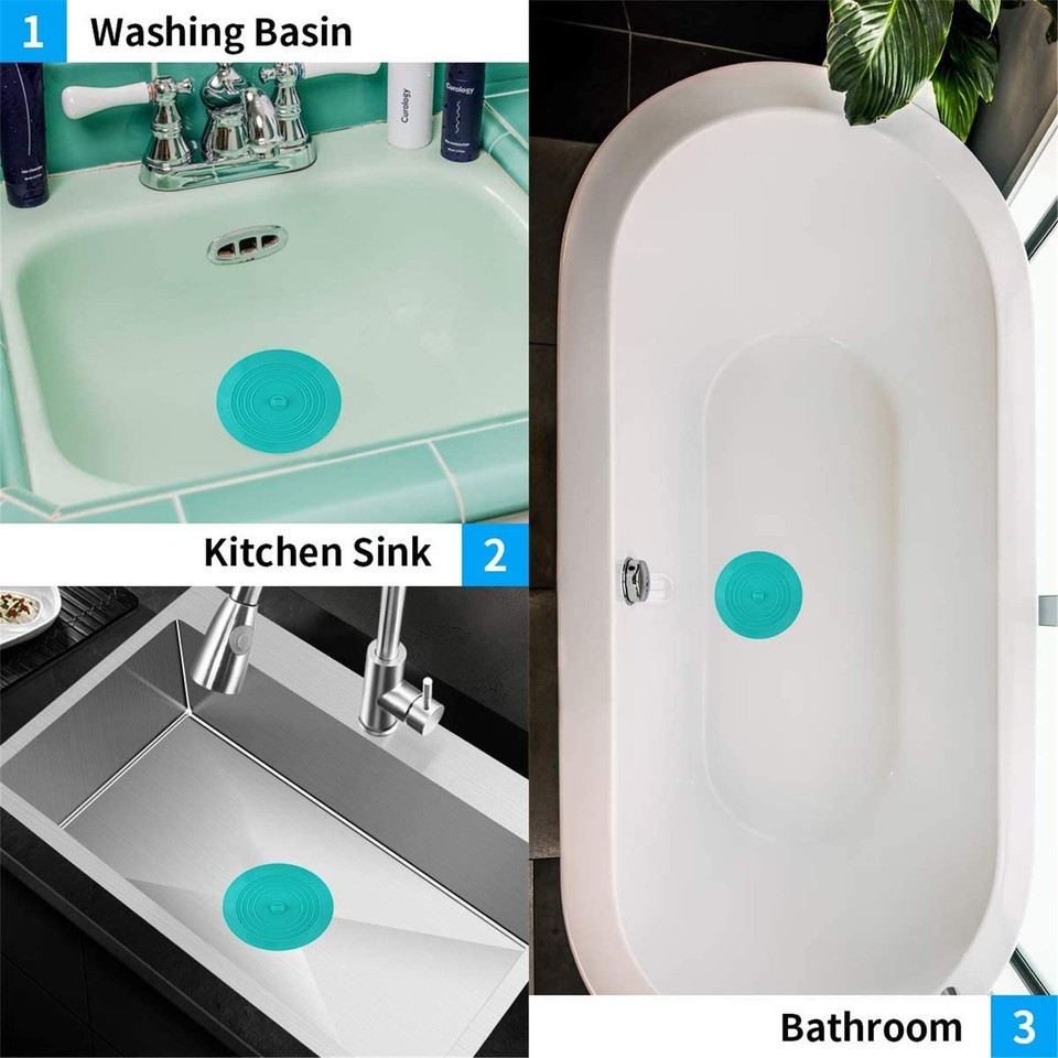 2 Pcs Silicone Floor Drain Plug Cover Kitchen Bath Tub Sink Rubber ...