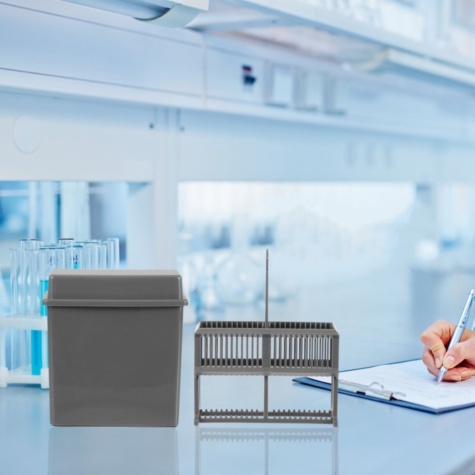 2 Sets Slide Storage Rack Plastic Slides Staining Child Microscope ...