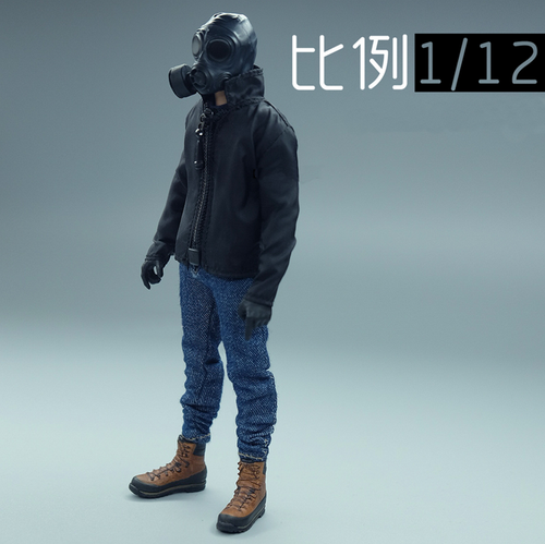 1/12 Zipper Bomber Jacket Coat Blue Jeans for DAM 3ATOYS 6" Action ...