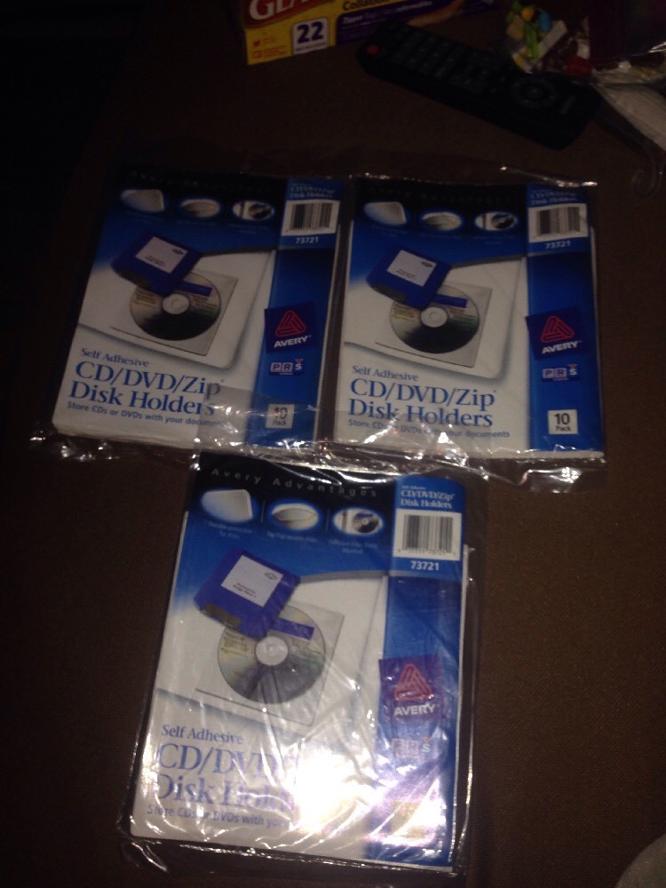 Avery Self Adhesive CD/DVD/Zip Disk Holders, Vinyl, Holds 1 Disk - 10 ...