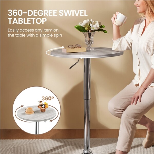 360 Swivel Pub Bar Table Height Adjustable Modern Round Bar Table | eBay UK