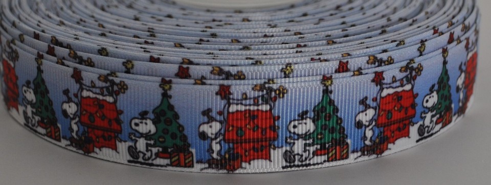 7/8 INCH CHRISTMAS SNOOPY WITH DOG HOUSE GROSGRAIN RIBBON - 1 YARD | eBay