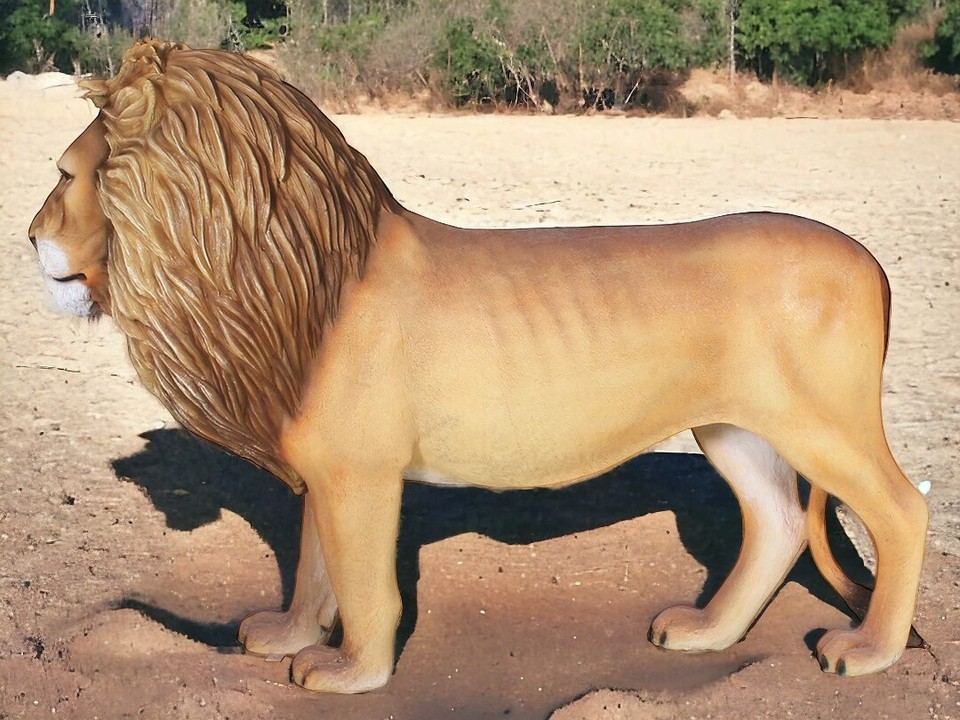 Large Lion Statue - Lion Statue Life Size Realistic - Indoor Outdoor | eBay