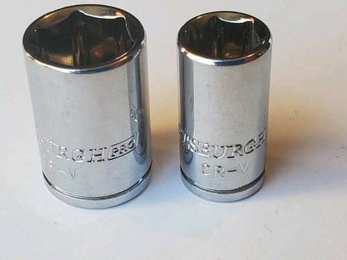 Two 1/4" & 3/8" Drive Pittsburgh Pro Sockets - 9 & 12 MM - 6 Point ...