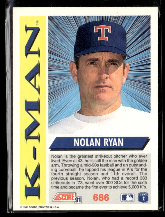 1991 Score #686 Nolan Ryan Good | eBay