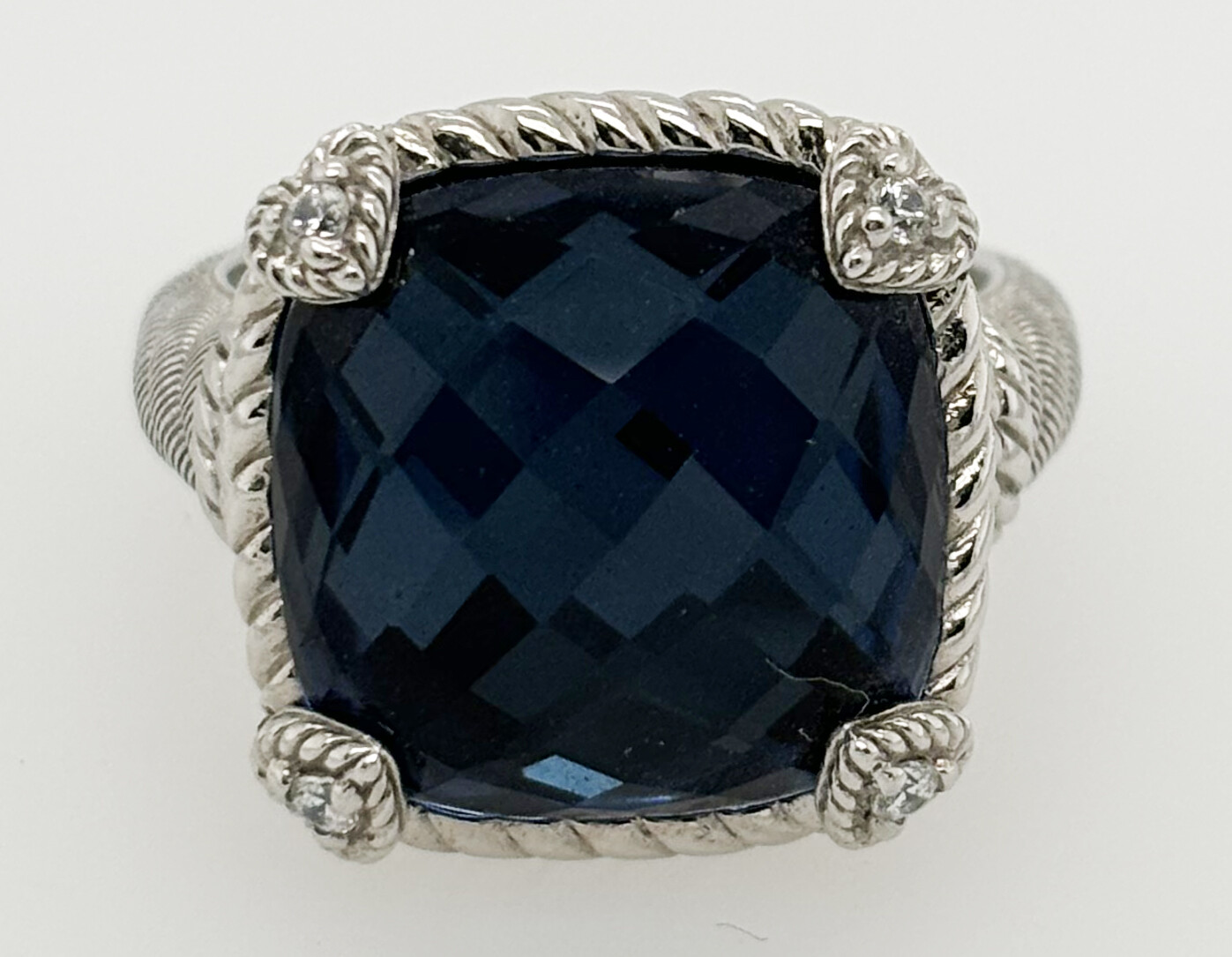 Judith Ripka 925 Sterling Silver Blue Quartz & Diamon… - Gem
