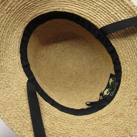 Chappo Straw Cloche Hat Ribbon Wheat Natural Black Made in Japan Used ...