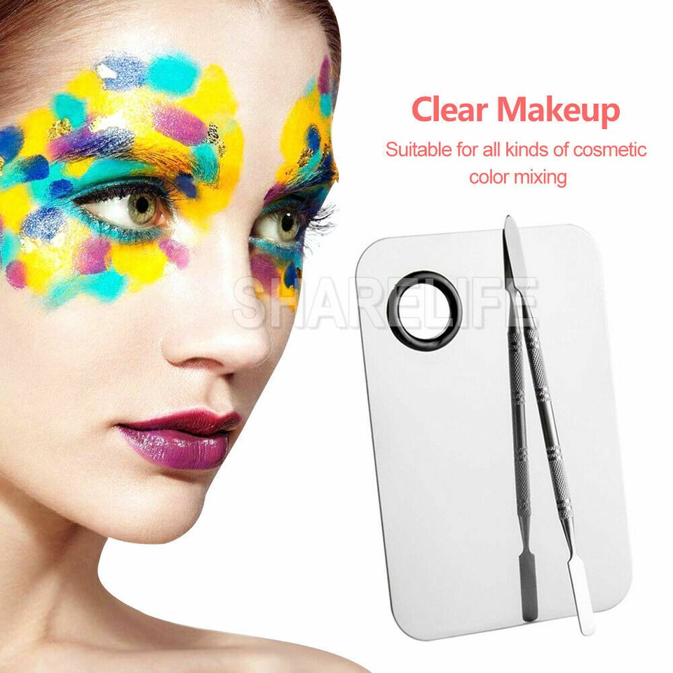 Stainless Steel Makeup Cosmetic Palette Plate Beauty Salon Color Cream ...