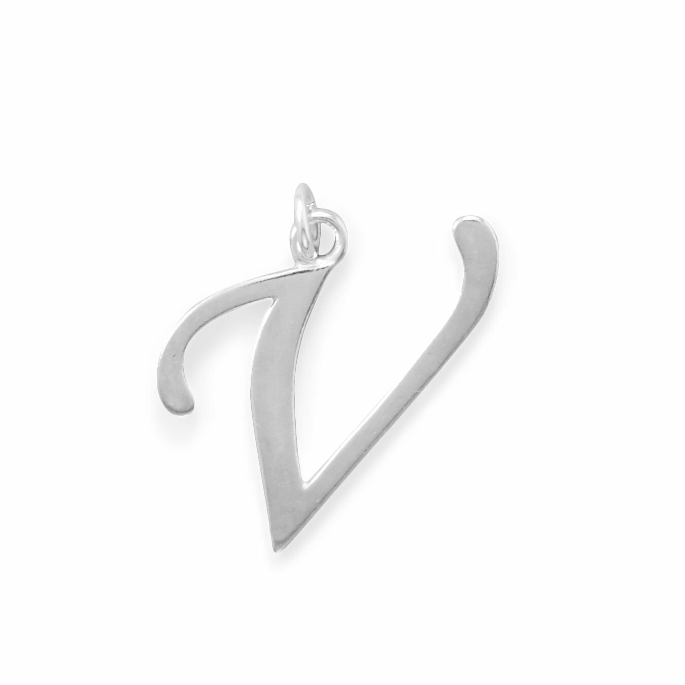 Sterling Silver Polished Letter V Initial Pendant | eBay