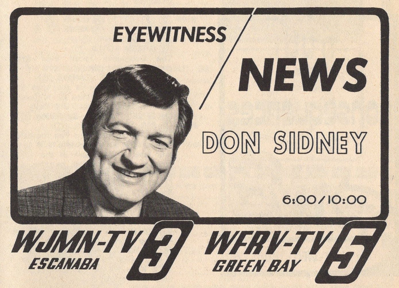 1971 WFRV~WJMN TV NEWS AD~DON SIDNEY REPORT TO WISCONSIN | eBay