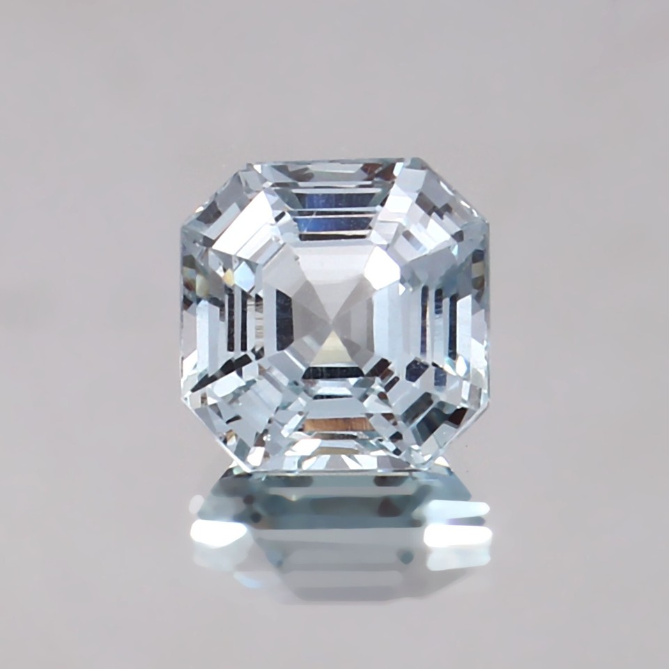 Natural Blueish Aquamarine Loose Asscher Shape Cut Gemstone 8.40 MM ...