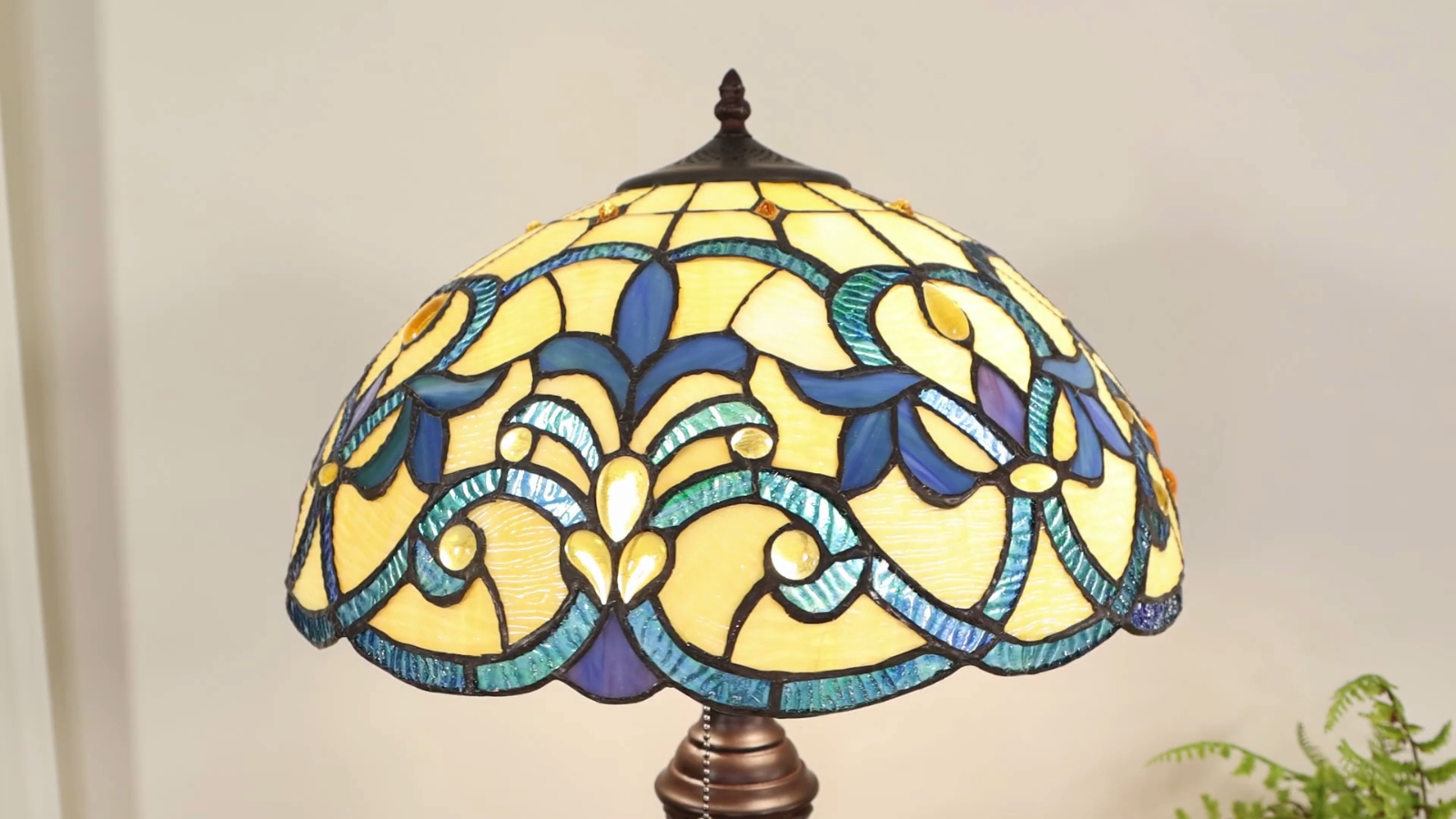 Lorne Stained Glass Table Lamp Blue, Gold, Cream - Tiffany Style | eBay