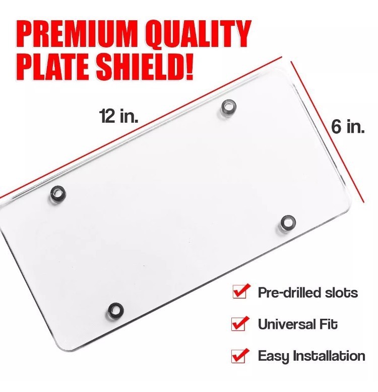 2 CLEAR FLAT LICENSE PLATE COVER BUG SHIELD PLASTIC PROTECTOR FOR CAR ...