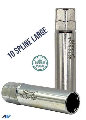 10-Spline Lug Nut Key Tool Adapter Socket Duplex Large Truck 13/16, 7/8 ...