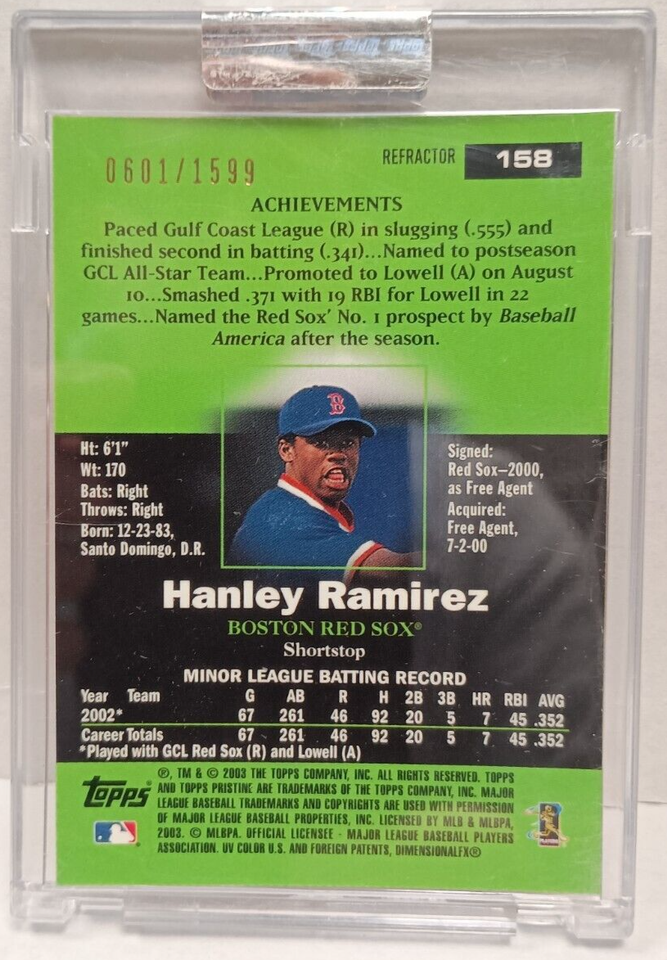 2003 Topps Pristine Hanley Ramirez uncirculated rookie card refractor ...