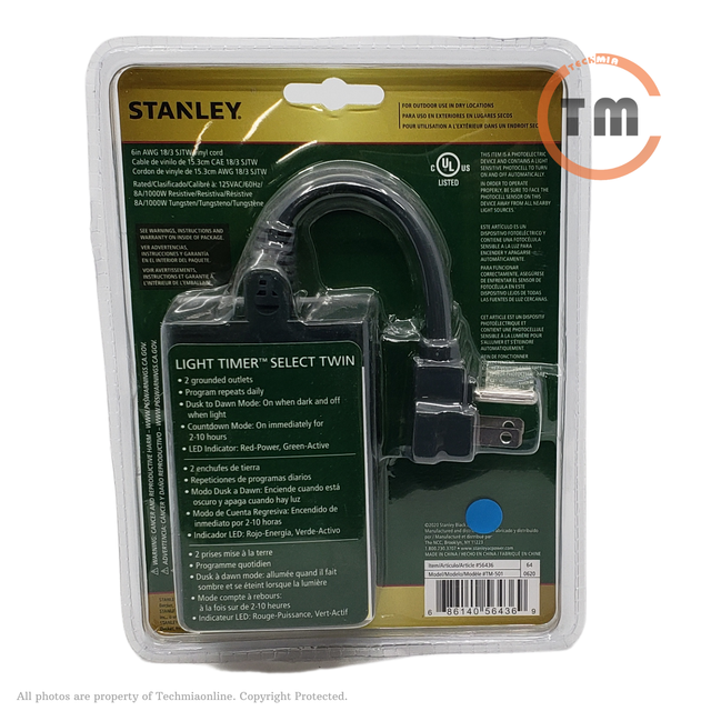 2 Each 56436 Tm501 Stanley Outdoor Light Timer Select Twin Sensing ...