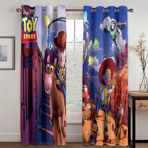 Bedroom Curtains Ring Top Eyelet Kids Toy Story Blackout Door Decor UV ...