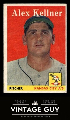 1958 Topps #3 Alex Kellner Vintage Kansas City Athletics Baseball Card ...