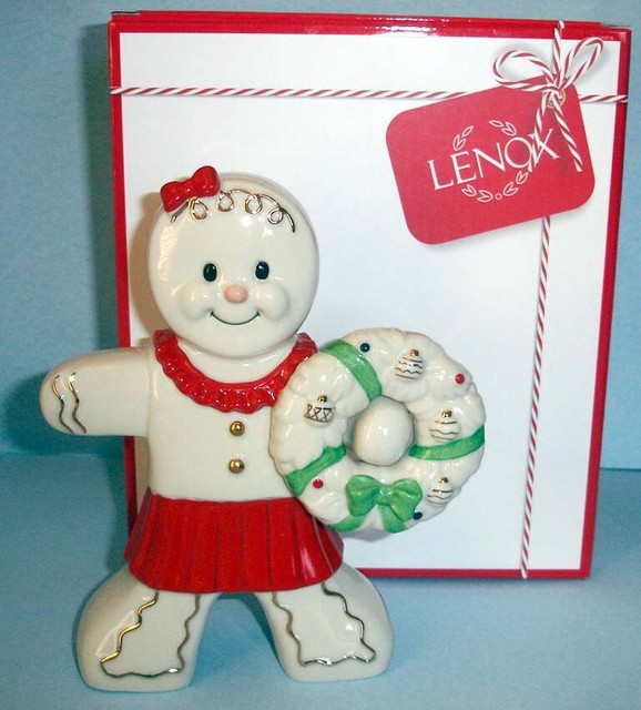 Lenox Christmas Gingerbread Girl Porcelain Figurine w/Wreath 7.25"H ...