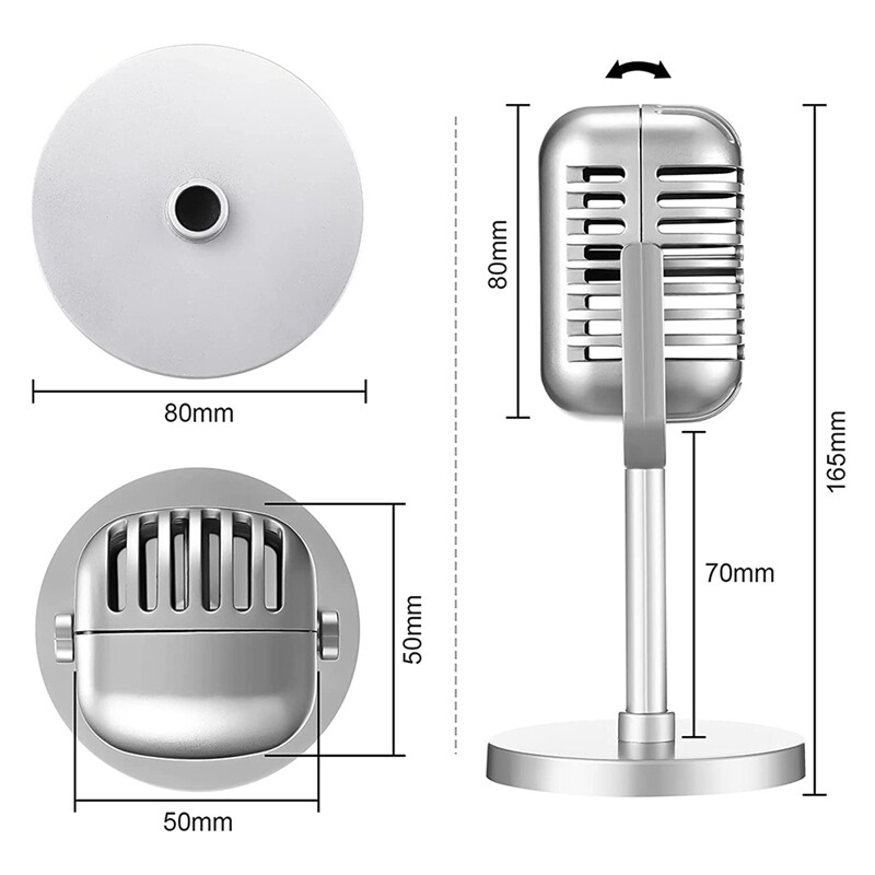 4Pcs Retro Microphone Props Model Microphone Stage Table Decor Silver ...