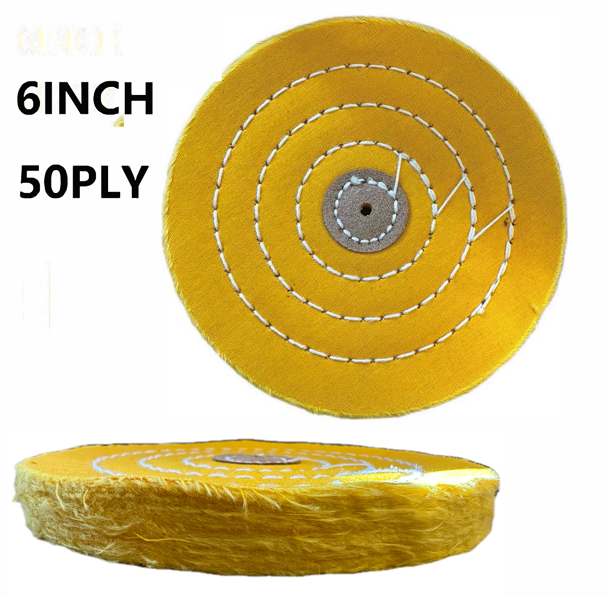 150/200mm Buffing Wheel for Polishing 1/2 inch Arbor White Yellow 40/50 ...