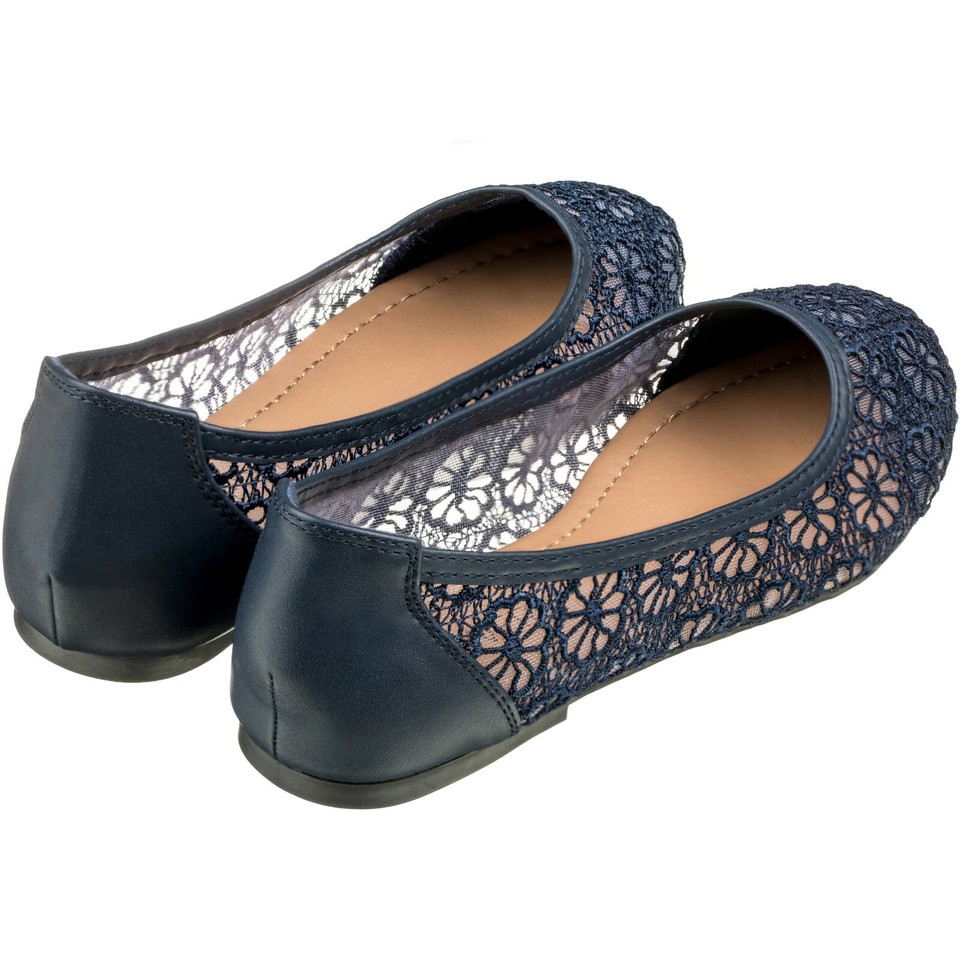 NEW Women's Ballet Flats Cut Out Round Toe Slip On Floral Ballet Lace ...