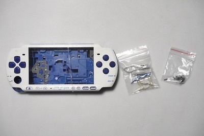 Sony PSP 3000 White Blue color used OEM shell only (third party battery ...