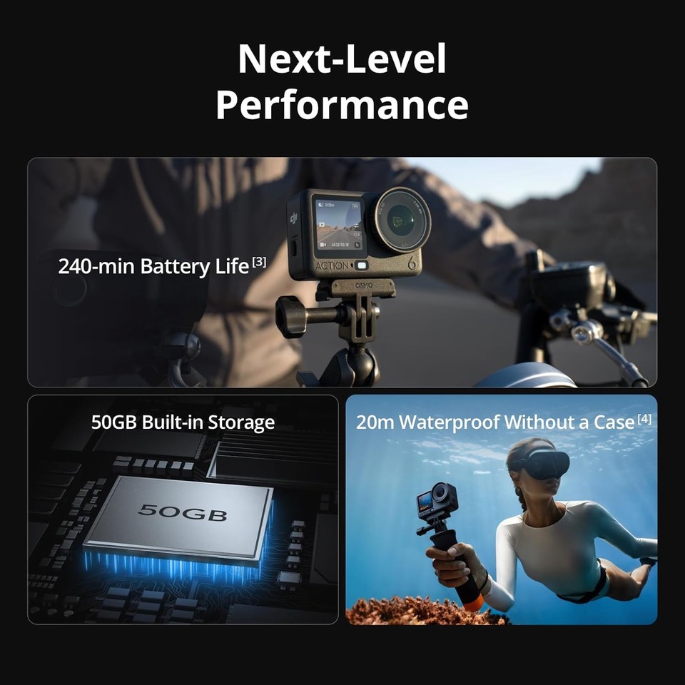 DJI Osmo Action 6 Enhanced Combo - 4K OLED Variable Aperture Action ...