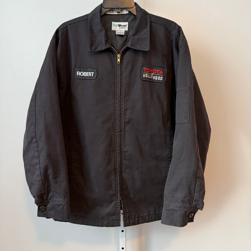 Vintage Toyota Mechanic work Jacket UniWear by UniFirst sz L-RG Black ...