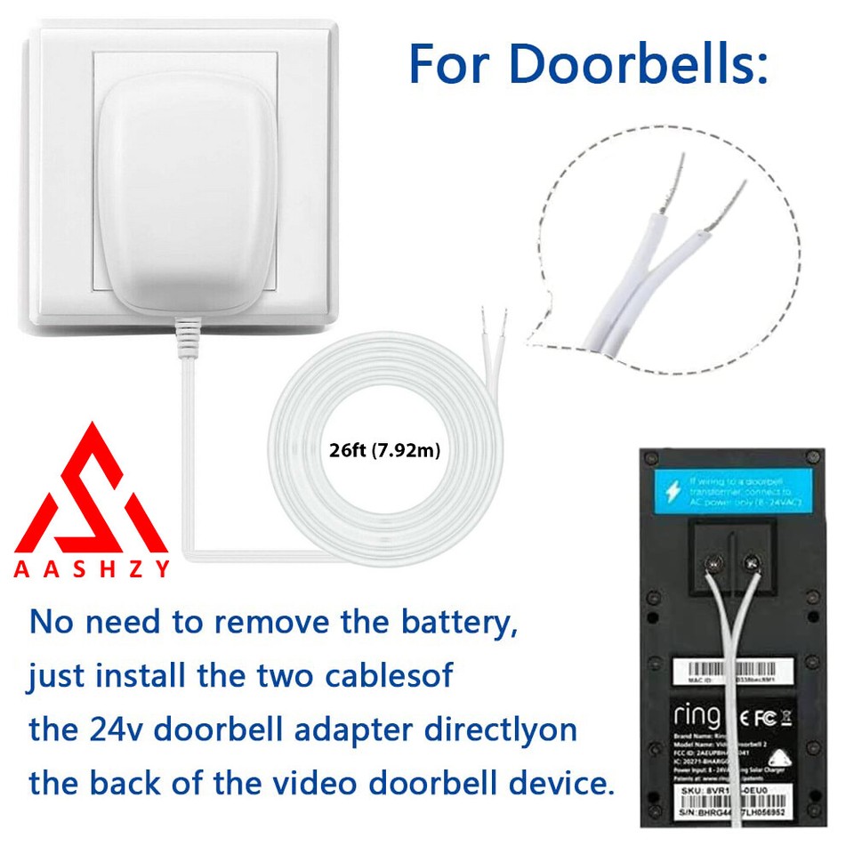 Video Ring Doorbell Power Supply Adapter 24V 18V Transformer Adapter ...