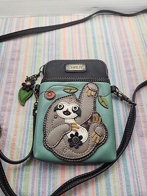 Chala Tree Sloth Teal Blue Faux Leather Small Crossbody Purse with 2 ...