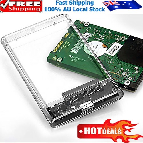 2.5" SATA USB 3.0 Clear Hard Drive Disk SSD Enclosure External Laptop ...