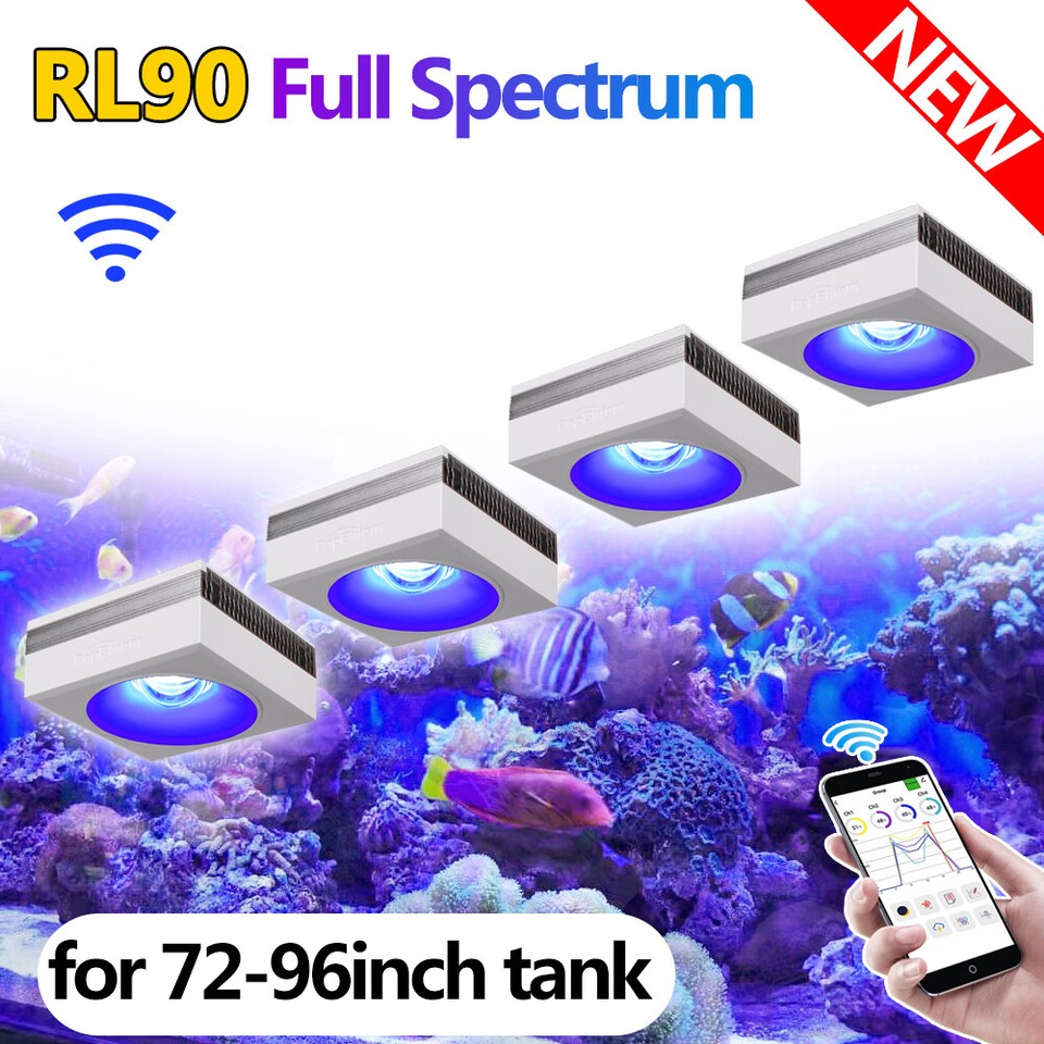 PopBloom RL90 Full Spectrum Marine Aquarium Light LED Reef Aquarium ...