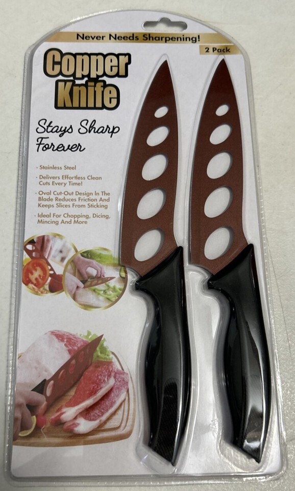 New Tekno Copper Knife set of 2 stainless steel knives no sharpening ...