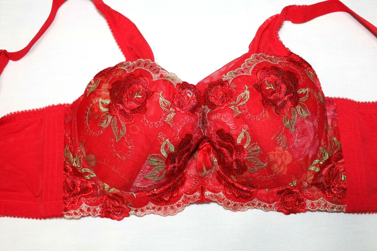 Red/green Lace underwire Bra /removable insert/ bow detail Size 28C | eBay