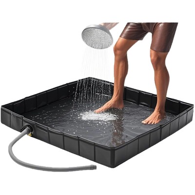 Portable Shower Pan with Drain Hose Camping Shower Base Outdoor Tent ...