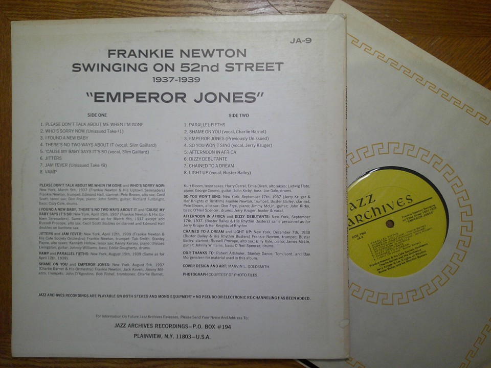 JA LP RECORD /FRANKIE NEWTON/SWINGING ON 52ND ST/1937-39/EMPEROR JONES ...