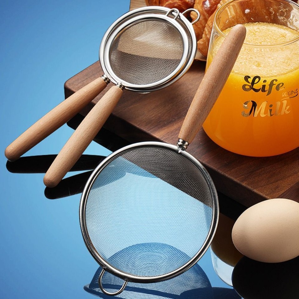 Fine Mesh Kitchen Baking Tool Filter Flour Colander Sieve Spoon Oil ...