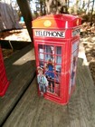 Red English 6" Metal Telephone Booth Coin Bank + Tin Bank with 3 ...