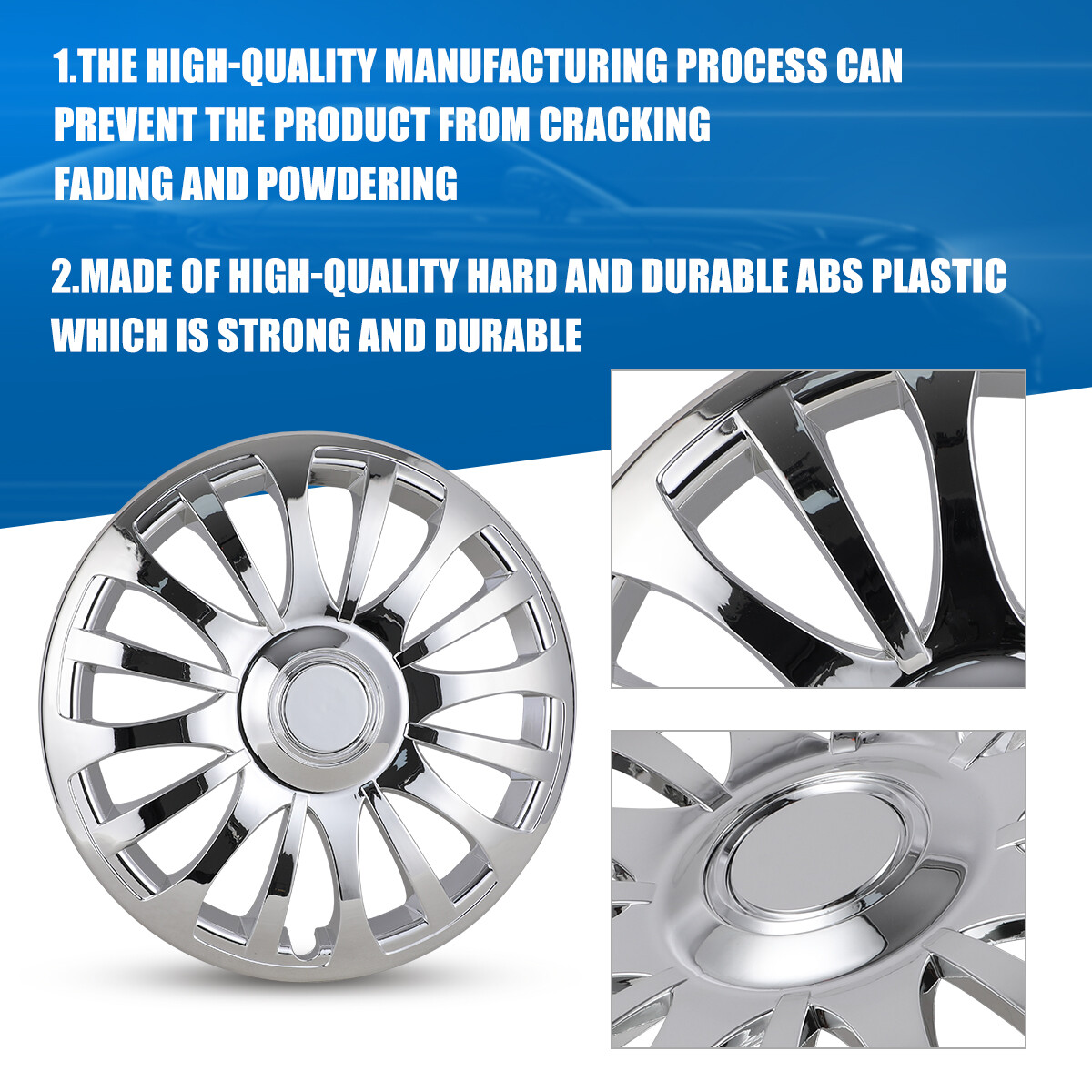 15" 4Pc Chrome Wheel Covers Hubcaps On Full Hub Caps Fits R15 Tire ...