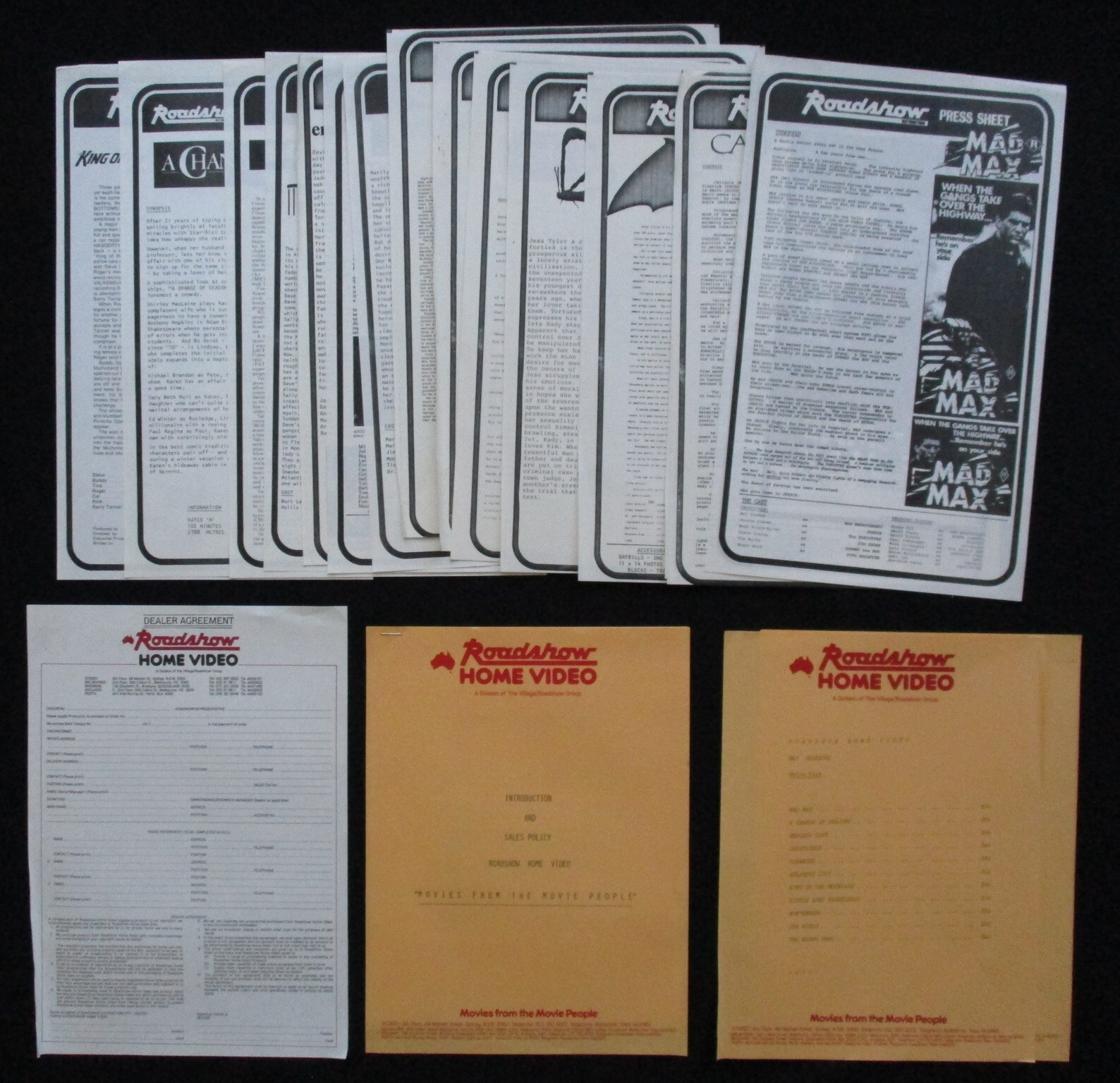 ROADSHOW HOME VIDEO 1980s Rare Press Kit Dealer information VHS Mad Max ...
