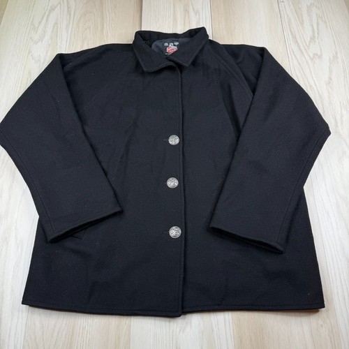 Vintage Johnson Woolen Mills Mens Black Rugged Outdoor Overcoat Jacket ...