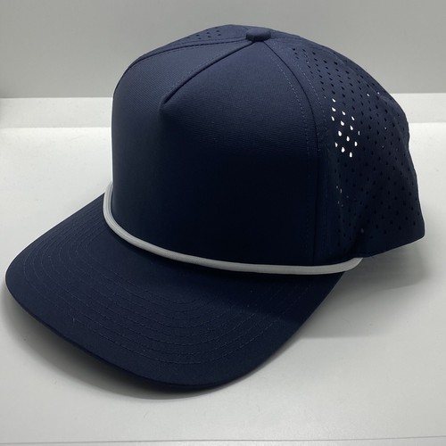 Golf Rope Perforated Hat Navy Blue W/ White Rope Blank Top Quality ...