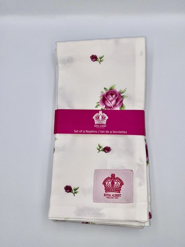 Royal Albert New Cloth Napkins 4 Country Roses Size 48cm X 48cm 100% ...