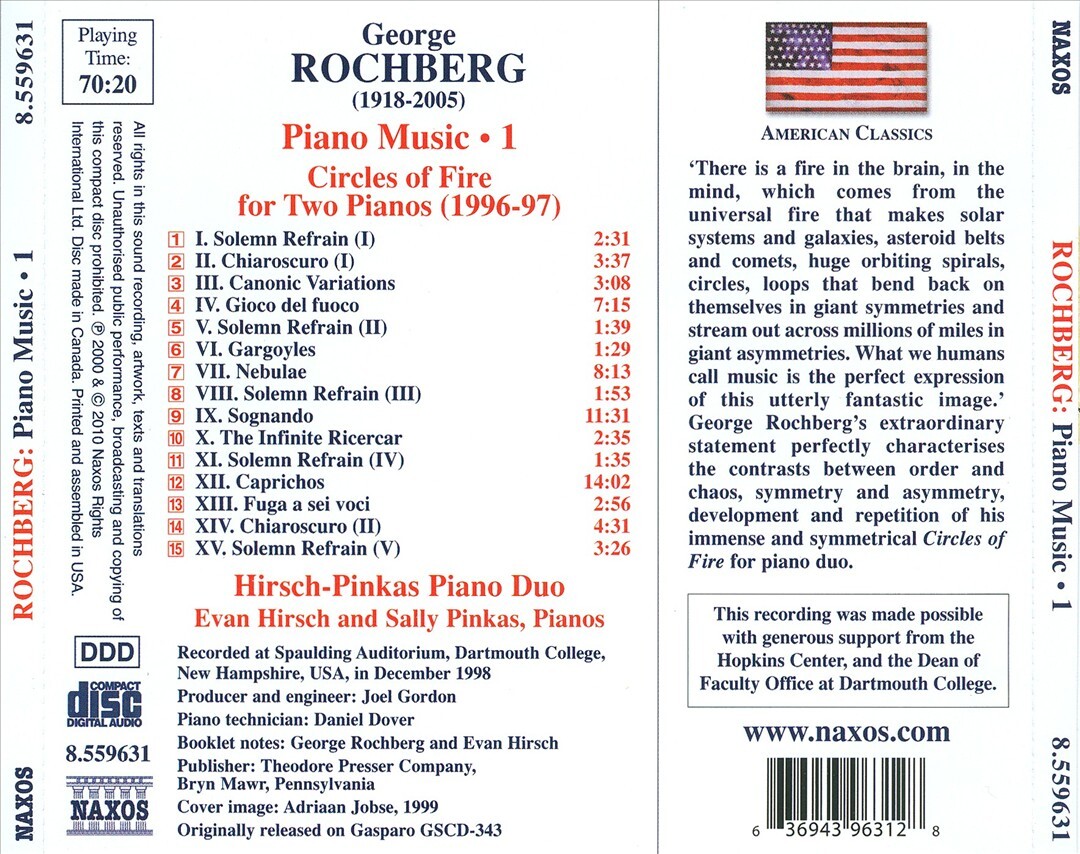 GEORGE ROCHBERG: PIANO MUSIC, VOL. 1 NEW CD 636943963128| eBay