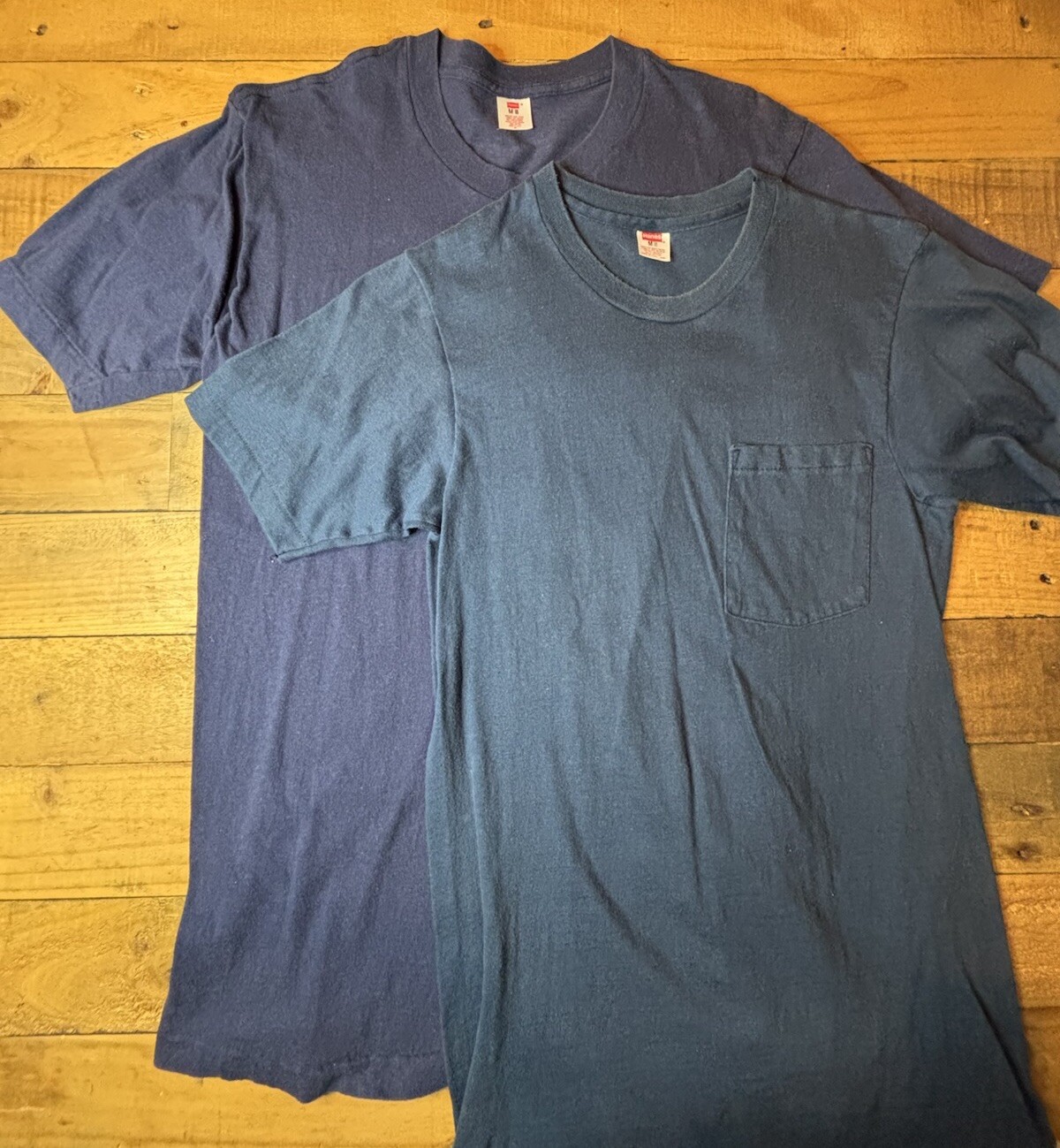 Vintage Hanes Navy Blue Pocket T Blank Single Stitch … - Gem