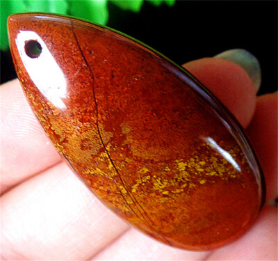 44x22x6mm Natural Tiger Stripes Red Jasper Reiki Teardrop Pendant Bead ...